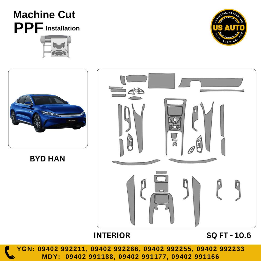 MACHINE CUT INTERIOR PPF BYD HAN EV – US AUTO