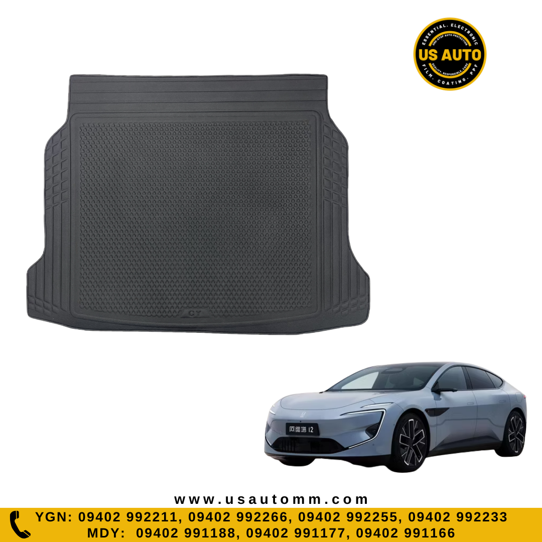RUBBER TRUNK MAT (HIGH QUALITY) (BLACK) CHANGAN AVATR 12 EV – US AUTO